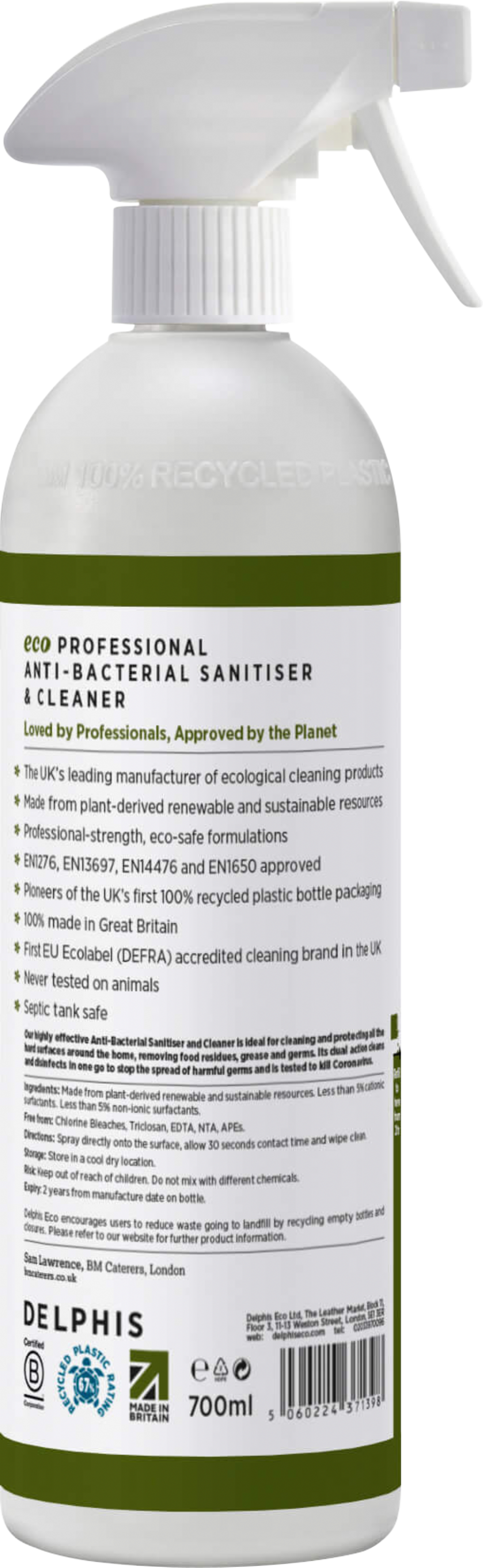 DELPHIS ECO Anti-Bacterial Sanitiser and Cleaner 700ml | Holleys Fine Foods